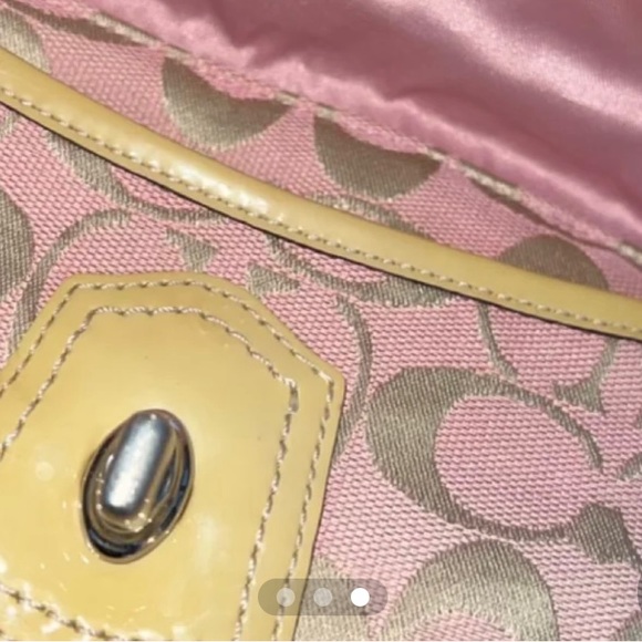 Coach | Bags | Coach Small Wristlet Yellow With Pink Lining Good Shape ...